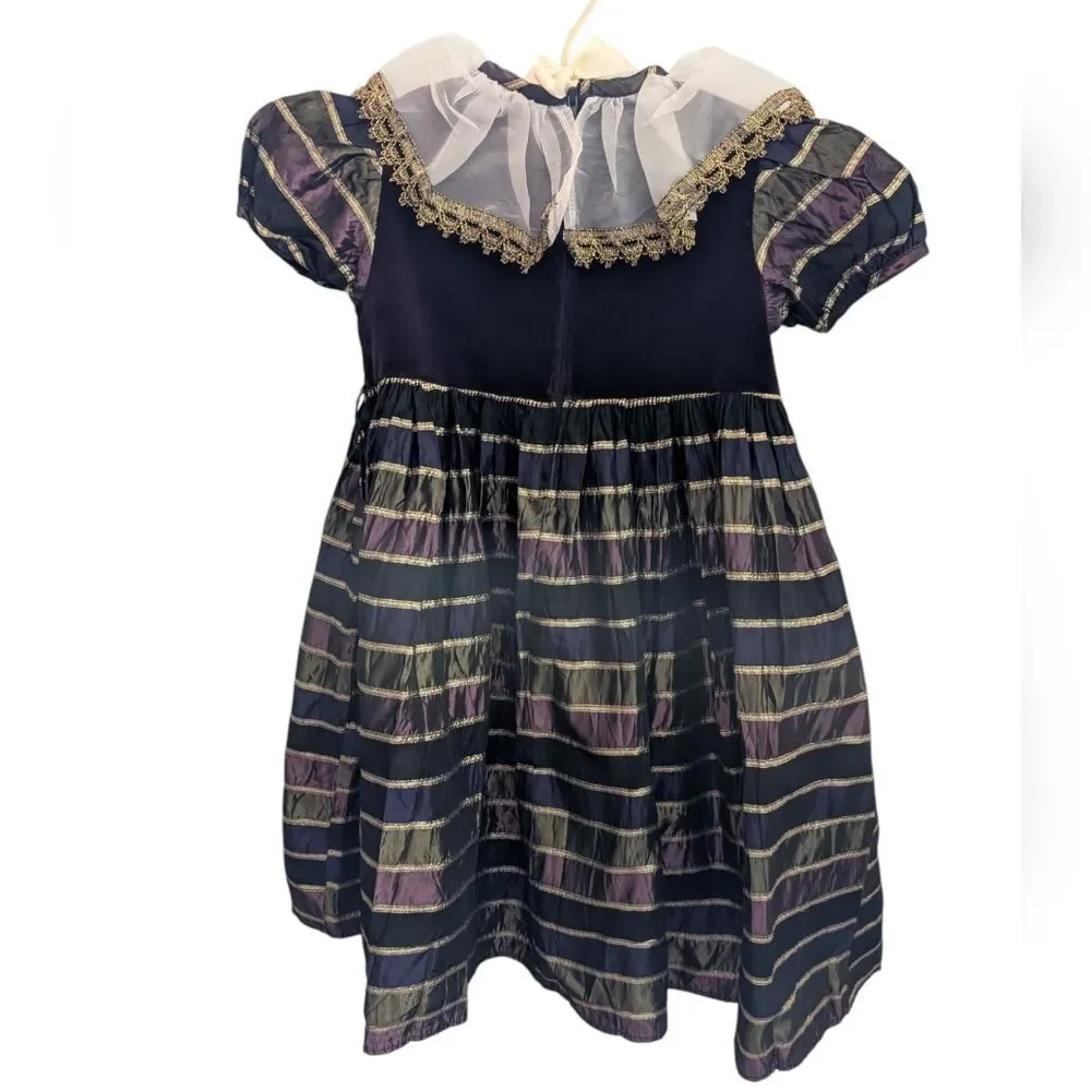 Vintage | Dresses | Vintage Girls Kawalla Purple Gold Satin Velvet ...